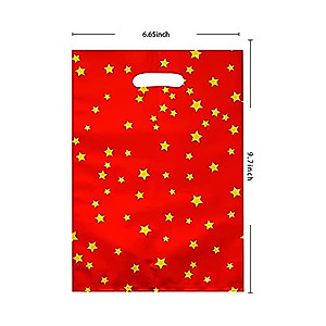 SZEJONAN Bright Colorful Plastic Party Faovr Bags Bulk Goodie bags for Kids Birthday Party (48 Pcs, Gold Stars)