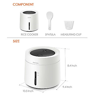 [CUCHEN] CRE-D0401W | Rice Cooker 4 Cup (Uncooked) (0.76 quarts): 4 person serving/per use | Warmer | Detachable Clean Cover | Nonstick Inner Pot | White [CUCHEN]