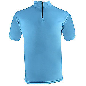 Epic Adult Cool Performance Short Sleeve Quarter Zip Tee Shirt Blue/Grey L