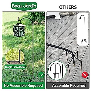 BEAU JARDIN 4 Pack Shepherd Hook 37 inch 2/5 inch Thick Premium Heavy Duty Rust Resistant Shepards Garden Outdoor Hanging Plants Hanger Light Lanterns Mason Jar Wind Chimes Wedding Black BG17401