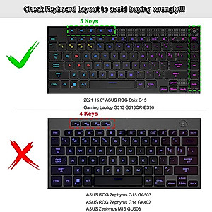 Keyboard Cover Skin for 2021 New ASUS ROG Strix G15 Gaming Laptop G513QR G513QR-ES96, 15.6" ASUS ROG Strix G15 G513 G533 G533ZX-XS96/AS94 Keyboard Skin[Not Fit for 2020 ASUS ROG Strix G15]-Black