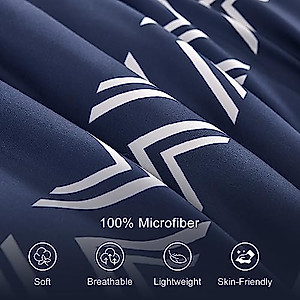 DHSFKBE King Size Comforter Set, 7 Piece Bed in a Bag, Blue and White Striped Patchwork Pattern Comforter with Sheets, Soft Lightweight Microfiber Complete Bedding Set for All Season (Blue, 104"x90")