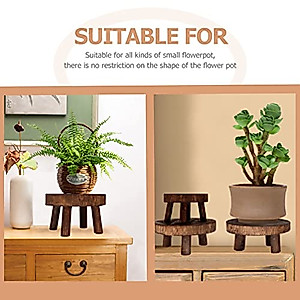 HANABASS Risers Farmhouse Tiny House Wood Plant Riser Stand Round Stool Bonsai Holder Potted Plant Display Shelf Pot 20x14