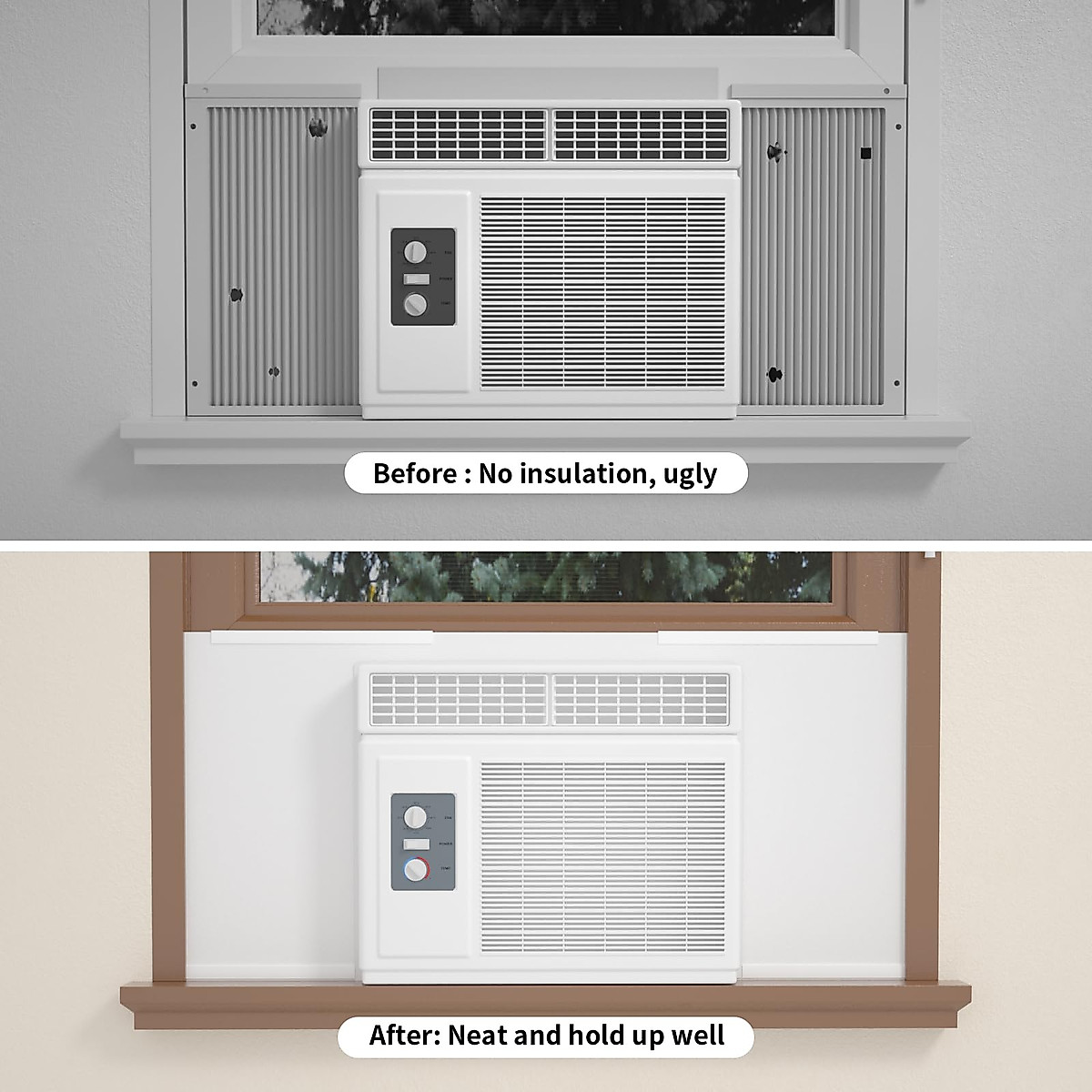 SZZSAF Window Air Conditioner Side Insulated Panel, 1PIC Full Surround Insulation Panels Window Seal Kit, WinterSummer Winter Heat and Draft Insulating,Insulation Foam Material 2 (White)