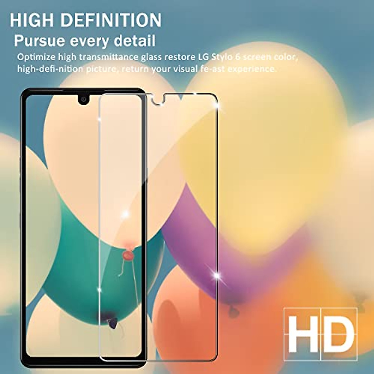 LG Stylo 6 Screen Protector By YEYEBF, [2 Pack]Full Coverage Tempered Glass [Case-Friendly][Bubble-Free][3D Glass] Screen Protector Glass For LG Stylo 6