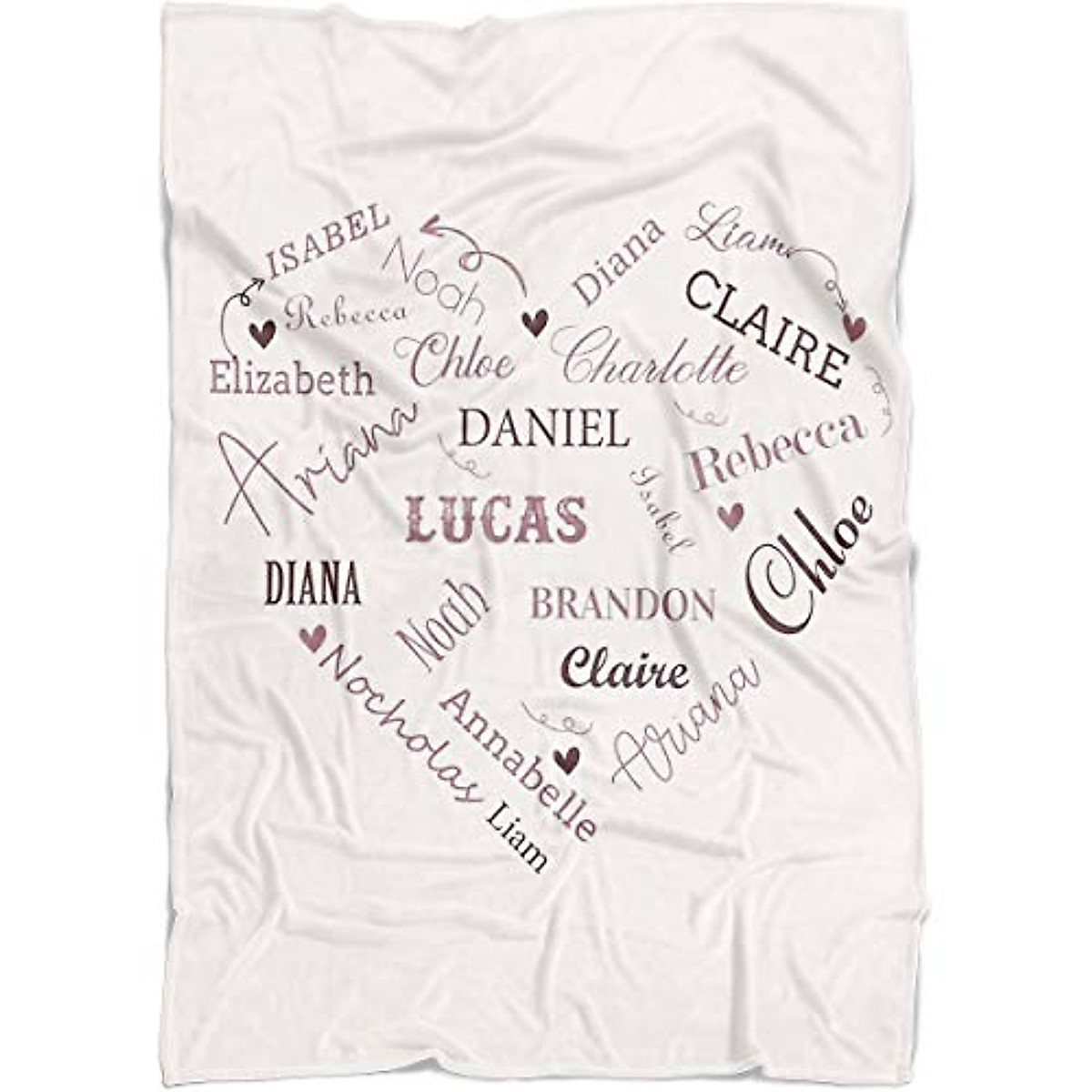 Personalized Name Blankets for Baby, kids and adults, Mom, Grandma. Custom Name Blanket from Your Names. Close to Heart Customized Throw. Gift for Mothers day, Christmas (Rose White, Fleece 50" x 60")