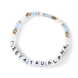 Sorority Shop Zeta Tau Alpha Bracelet — Glass Bead Bracelet with ZTA Name Beads and 18K Gold Accent Beads, Greek Sorority Jewelry for Big Little Sorority Gifts