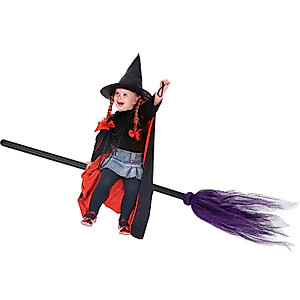 3 Pieces Halloween Witch Broom Plastic Witch Broomstick Kids Broom Props Witch Broom Party Decoration for Halloween Costume Decoration, 3 Colors (Green, Purple, Orange)