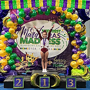 6 Pack 10 Feet Mardi Gras Foil Fringe Garland Metallic Tinsel Streamers Banner Wall Hanging Backdrop for Parade Floats, Bachelorette, Wedding, Birthday, Carnival Party Decorations(Gold Green Purple)