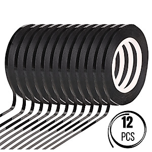 Mr. Pen- Whiteboard Tape, 12 Pack, Black, Thin Tape for Dry Erase Board, Whiteboard Accessories, Dry Erase Board Accessories, Striping Tape, Dry Erase Board Tape, Chart Tape, Graphic Tape, Grid Tape