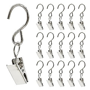 Renashed 50 Pack Curtain Clip String Hanger Outdoor Indoor Photo Hook Stainless Steel Hook Silver (Silver)