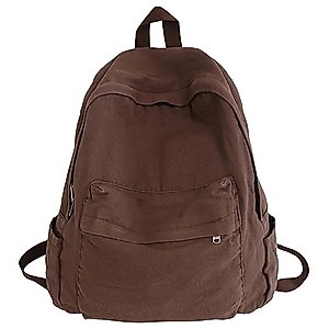 Juoxeepy Canvas Backpack for Women Men Vintage Brown Backpack Grunge Aesthetic College Laptop Backpack Solid Color Everyday Backpack Travel Daypack Rucksack