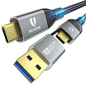 For Thunderbolt 4 Cable 40Gbps 2 in 1 USB C Cable 100w E-Marker 8k/5k Single and 4k Dual Displayport Cable Video Type C Cable USB C to USB C/A cable Fast Charging Data Transfer Cable 3.3FT