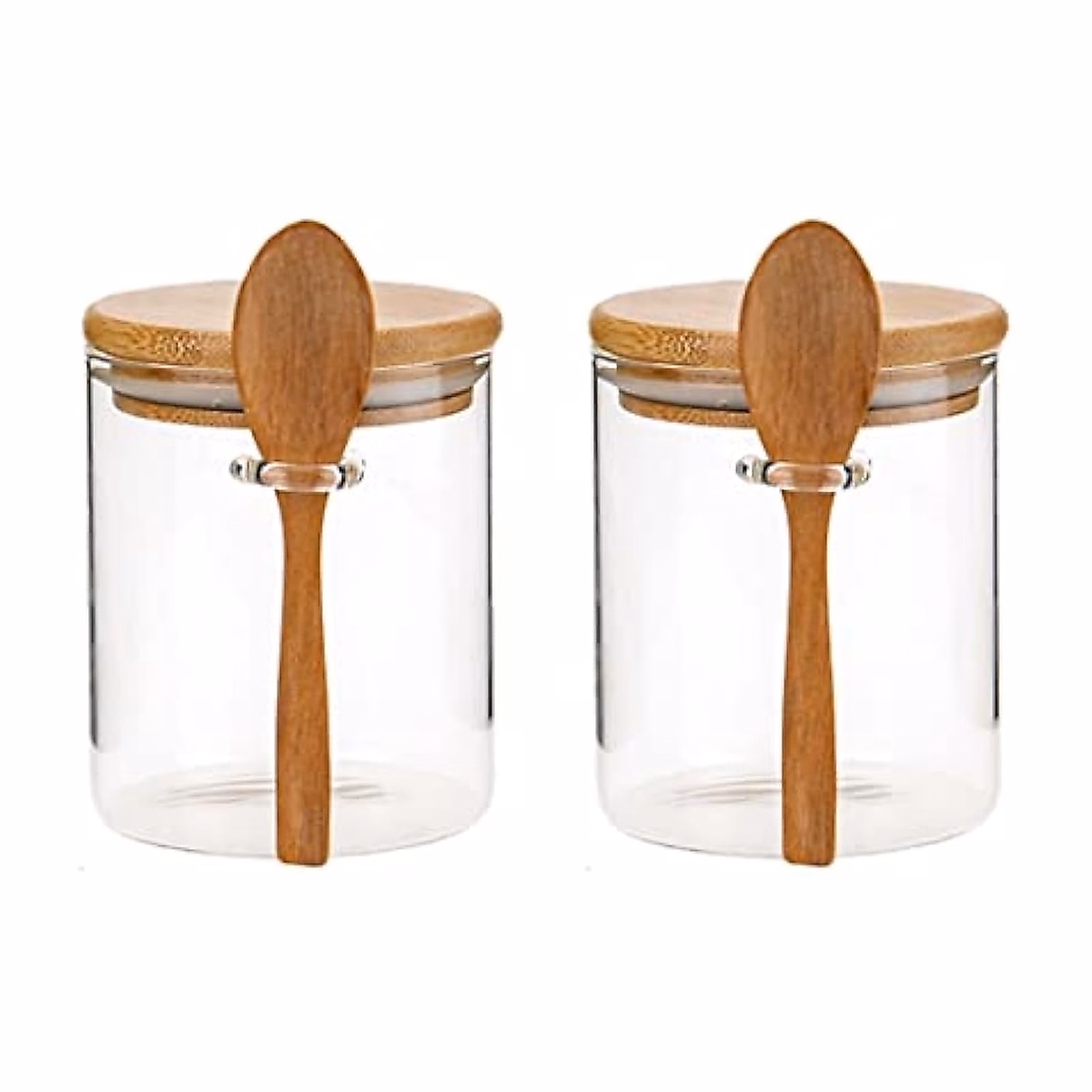 Glass Storage Container, Airtight Food Storage Glass Jars with Bamboo Airtight Lid and Spoon, Clear Kitchen Containers for Home Kitchen Farmhouse Storing Coffee Beans, Spice, Flour, Sugar, Tea, Cookie