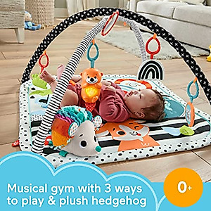 ​Fisher-Price 3-in-1 Baby Gym and Activity Mat Gift Set with Hedgehog Plush Sensory-Toy, Music Glow and Grow Gym [Amazon Exclusive]