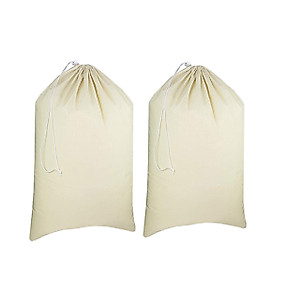 Urban Villa - 2 Pack Extra Large Canvas Heavy Duty Laundry Bags Natural Cotton -Multi Use- Size - 71x91 CMS