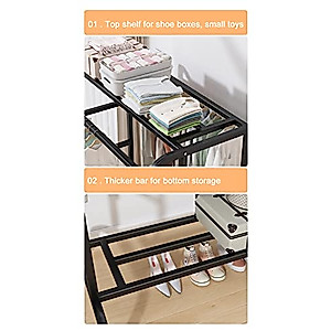 Qingluan Clothing Rack Heavy Duty Clothes Rack, Rolling Clothes Rack, Sturdy Metal Wardrobe Closet Rack for Hanging Clothes, Freestanding Closet Organizer, Max Load 520lbs,Black,47×20in/120×50cm