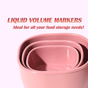 Nesting Silicon Storage Containers with Lids – Set of 3 Nesting food storage containers, Food Reusable Meal Prep, Airtight, Dishwasher and Freezer Safe (90g, 155g, 257g) Pink