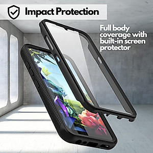 CBUS Heavy-Duty Phone Case with Built-in Screen Protector Cover for LG Premier Pro Plus, Xpression Plus 3, Harmony 4 –– Full Body (Black)