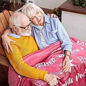 MACEVIA Breast Cancer Gifts for Women Fleece Healing Thoughts Blanket Super Soft & Warm Get Well Breast Cancer Blanket Sympathy Gift with Inspirational Positive Energy (50"x60", Pink)