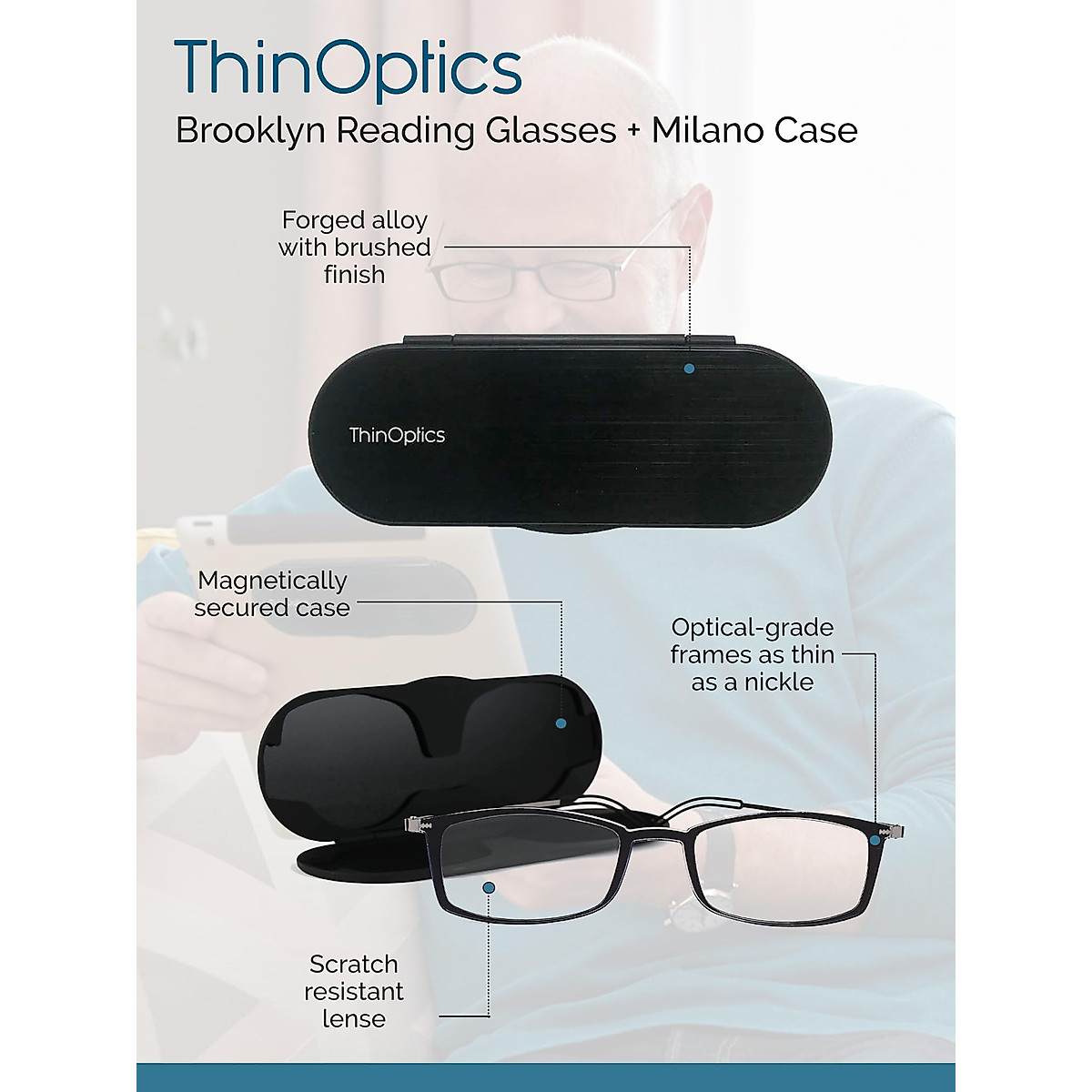 ThinOptics Unisex Adult Glasses Reading, Blue, 1.50 US