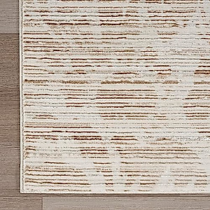 Inspire Me! Home Décor Iliana Modern Ivory Grey with Gold Accents 5'3" x 7'3" Area Rug, EasyCleaning, Non Shedding, Bed Room, Living Room, Dining Room, Kitchen (5x7)