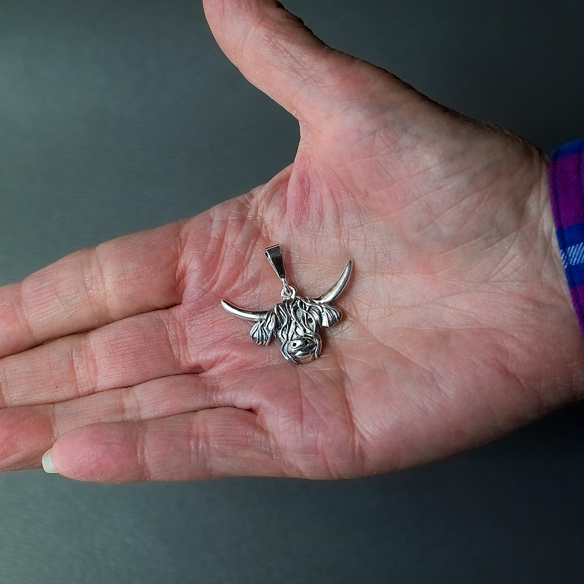 The Magic Zoo Sterling Silver Highland Cow Pendant