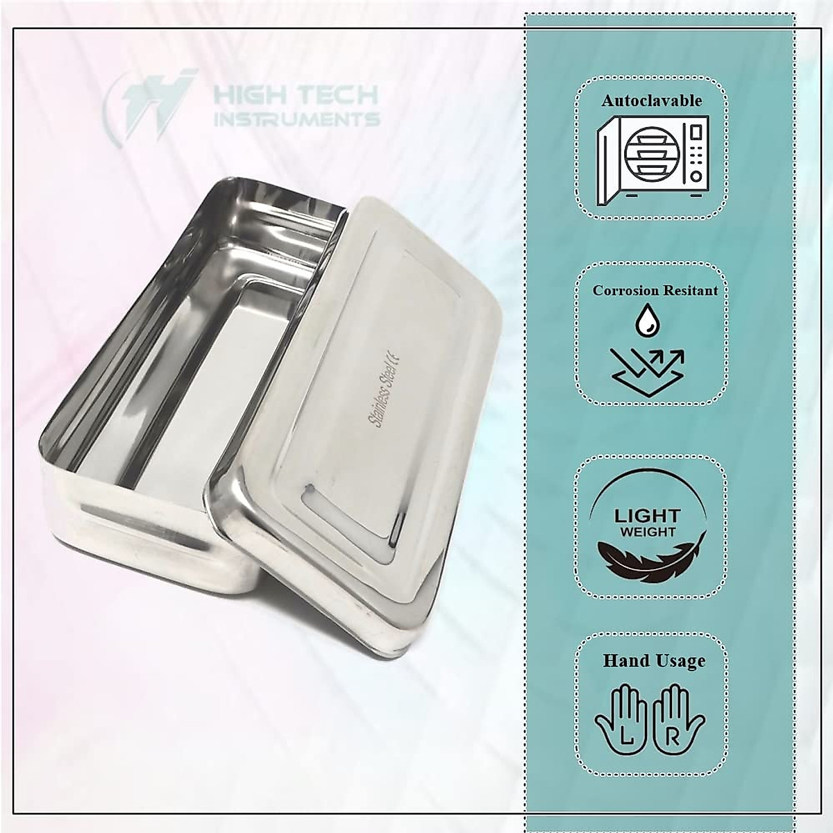 Stainless Steel Instrument Box with Lid Tray Organizer For Storage and Sterilization Surgical Lab Instrument Supplies Cleaning Tools - 7Lx3Wx1.25H