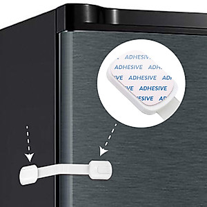 ABC123 - Child Safety Strap Locks (5 Pack) for Baby Proofing Cabinets, Drawers, Fridge & Toilets - Adjustable Strap Latches with Strong Adhesive, No Drilling Needed