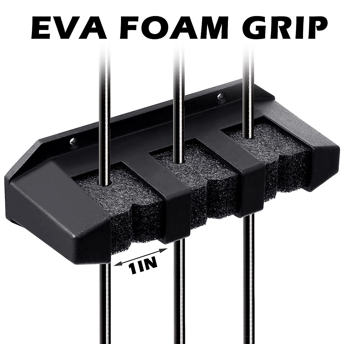 Sratte 4 Pieces Fishing Rod Holder Wall Mount Fishing Pole Holders for Boats 3 Rod Black Horizontal Garage Wall Pole Rack Summer Boat Accessories for Men Gifts, 7.8 Inch