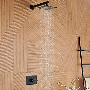 SOOOHOT Shower Faucet, Black Shower Faucet Set with 8-Inch Rain Shower Head, Single-Handle Shower Trim Kit, Black Shower Head and Handle Set （Valve Included)