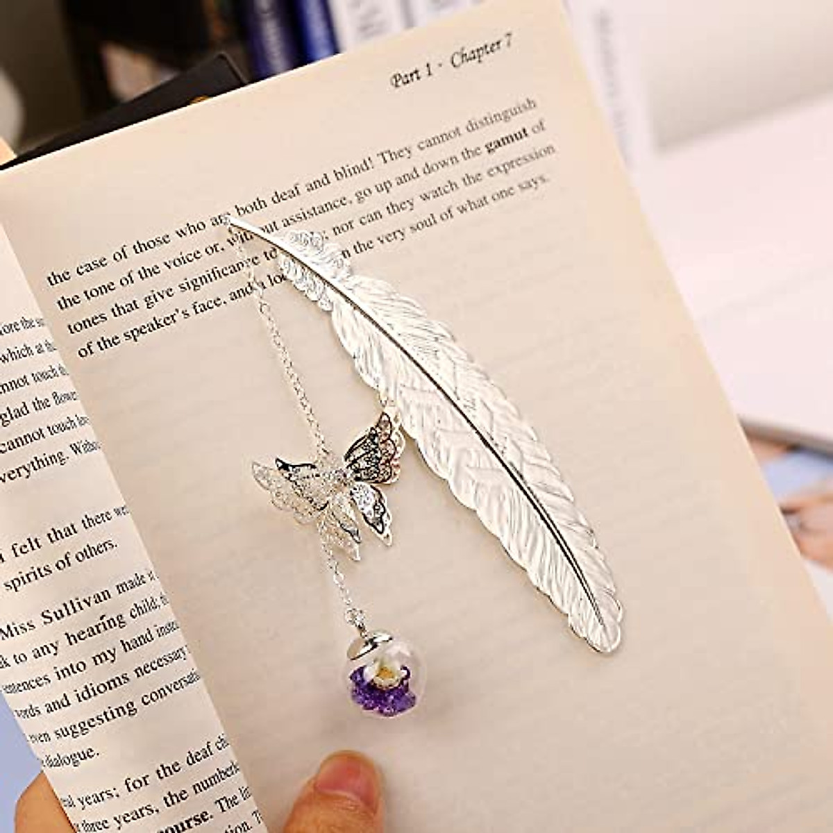 Toirxarn Metal Feather Bookmarks with 3D Butterfly Pendant - Perfect Teacher Appreciation, and Birthday Gift for Women, Her, Mom, Librarian, and Book Lovers - Unique Page Marker