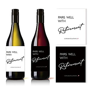 4 Pcs Retirement Wine Label, Pairs Well With Retirement Wine Bottle Stickers, Retirement Gifts, Retirement Party Decorations Supplies