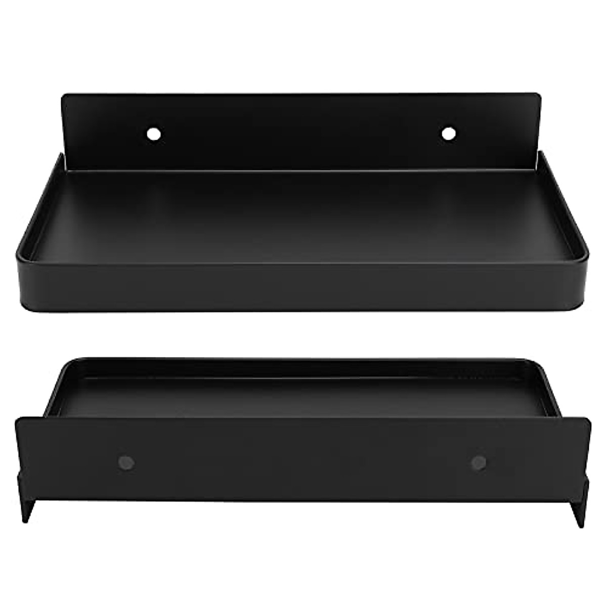 Walfront Stainless Steel Bathroom Phone Rack Holder Wall Mounted Phone Towel Storage Shelf Toilet Bathroom Supplies 185x90mm(Black), Rack