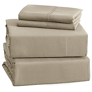 IR Imperial Rooms Beige Full Size Bed Sheets - 4 Pcs Luxury Sheets & Pillowcases for Spa, Hotels, Guest Bedroom & Airbnbs - Brushed Microfiber Full Size Sheets