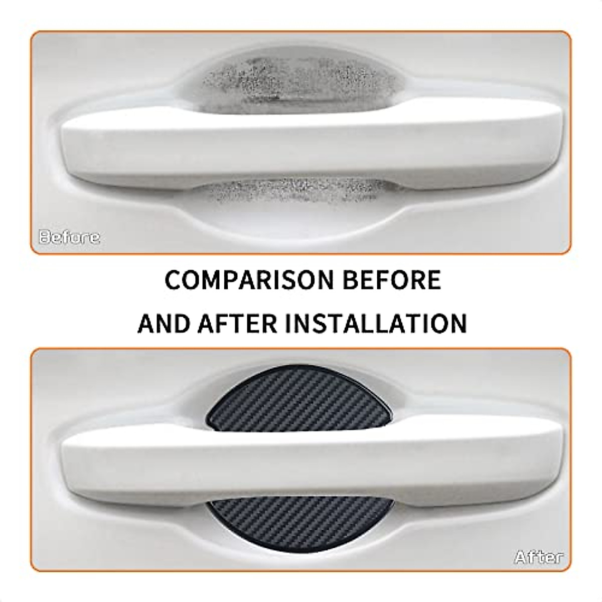 TANGSEN 4Pcs Universal 3D Carbon Fiber Texture Car Door Handle Paint Scratch Protector Non-Marking TPU Personalize Protective Pad Sticker