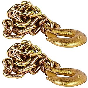 Tnyeobae 35" Trailer Safety Chain with 3/8" Clevis Snap Hook,Grade-70 Heavy Duty Binder Chain(Pack of 2)