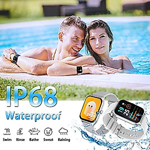 Smart Watch(Answer/Make Call), 1.96" Touch Screen Smartwatch for Android and iOS Phones with Heart Rate Monitor, Blood Oxygen Tracking, Sleep Monitor, IP68 Waterproof Fitness Tracker for Men and Women