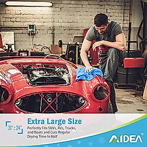 AIDEA Professional Microfiber Drying Towel-2PK, Premium Microfiber Towels, Scratch-free, Strong Water Absorption Drying Towel for Cars, SUVs, RVs, Trucks, and Boats Gifts(24 in. x 31 in.)-Blue