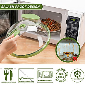 Microwave Splatter Cover With Steam Vent 10 In - Clear Microwave Cover With Water Steamer, Microwave Cover For Food Bpa-Free, Microwave Food Cover With Vents And Water Storage Box