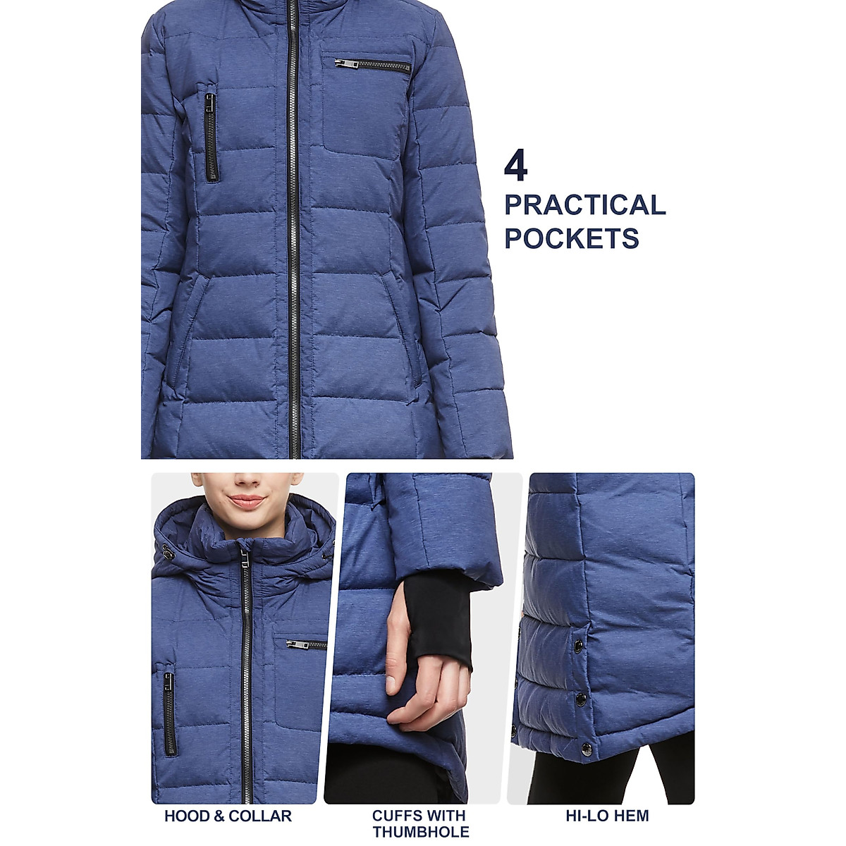 Orolay Women's Down Jacket Coat Mid-Length Darkgrey XL