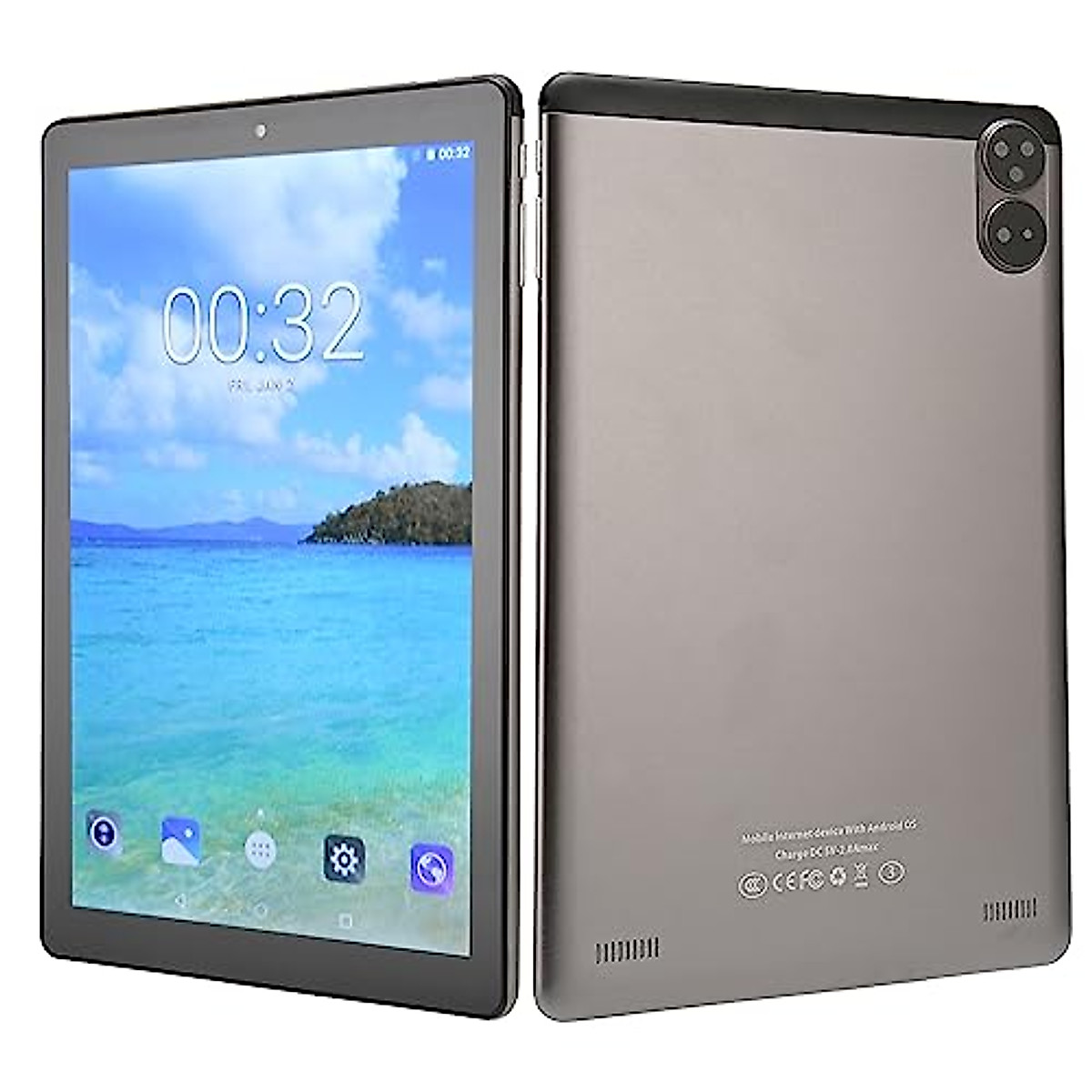 Acogedor 10.1 Inch Android Tablet, Octa Core Phone Tablets Support 4G Network and 5G WiFi, Front 5MP & Rear 8MP Camera, 6GB RAM, 128GB ROM, 6000mAh Battery (Grey)