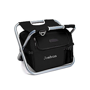 WEDDINGSTAR Customizable Folding Cooler Chair Monogram Embroidered – Black