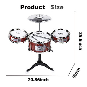 AHOMASH Jazz Drum Sets Toy Drum Set for Kids 1 - 6 Years Old Beats Musical Toys Plastic Drum Kit with Cymbal & Drumsticks Kids Drum Set