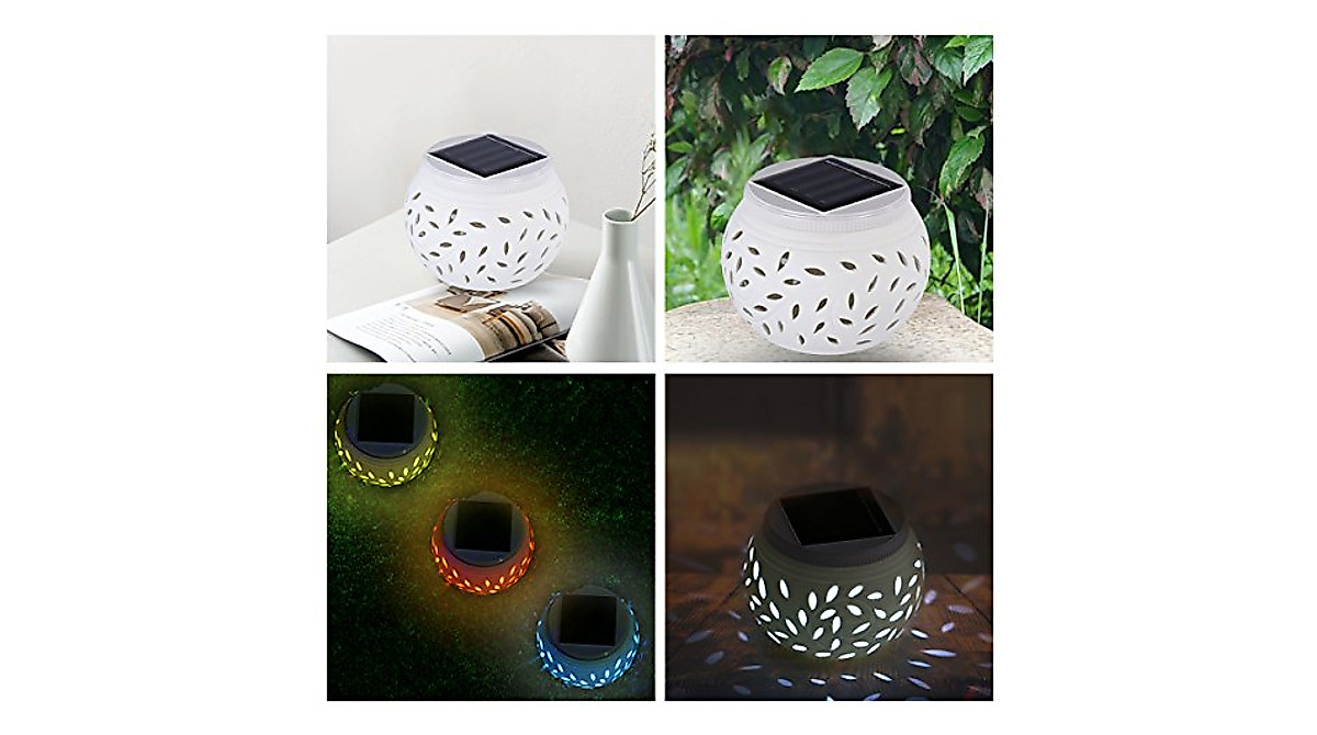 Solar Color Changing Garden Lamp - Waterproof Ceramic Patio Light