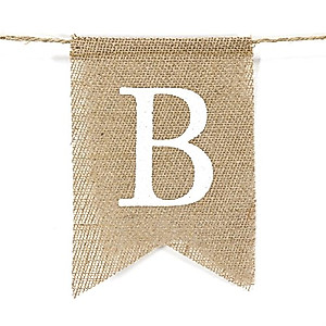 Andaz Press Real Burlap Fabric Pennant Hanging Banner Baby Shower, Pre-Strung, No Assembly Required, 1-Set