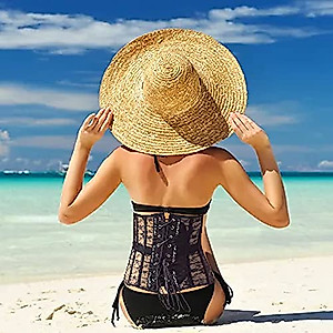 SKRFIRE Waist Trainer for Women Underbust Waist Corsets Lace Up Cincher Hourglass Body Shaper(Black-L)