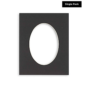 5x7 Mat Bevel Cut for 4x6 Photos - Precut Black Oval Shaped Photo Mat Board Opening - Acid Free Matte to Protect Your Pictures - Bevel Cut for Family Photos, Pack of 1 Matboard