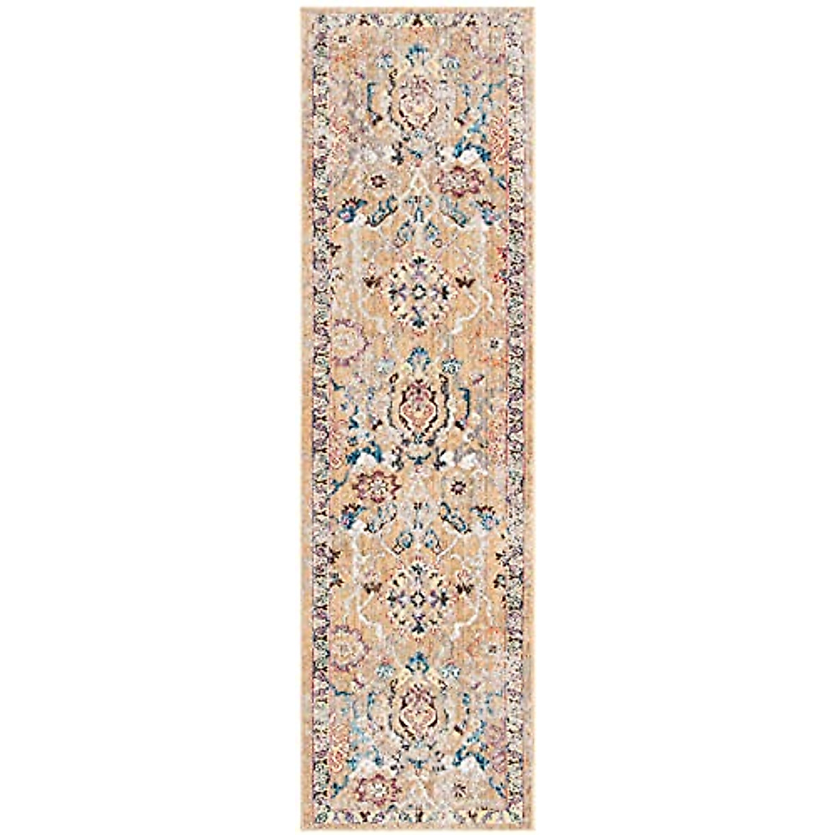 SAFAVIEH Bristol Collection 2'3" x 8' Camel / Blue BTL347C Boho Chic Distressed Runner Rug