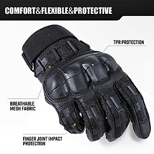 WTACTFUL Touch Screen Motorcycle Tactical Gloves for Men Airsoft Paintball Gear MTB Bike Cycling Cross-Country Motorbike ATV Hunting Hiking Riding Driving Work Outdoor Full Finger Gloves S Black
